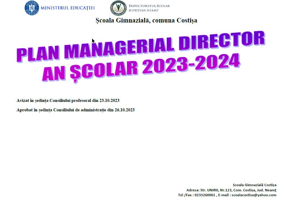Plan managerial